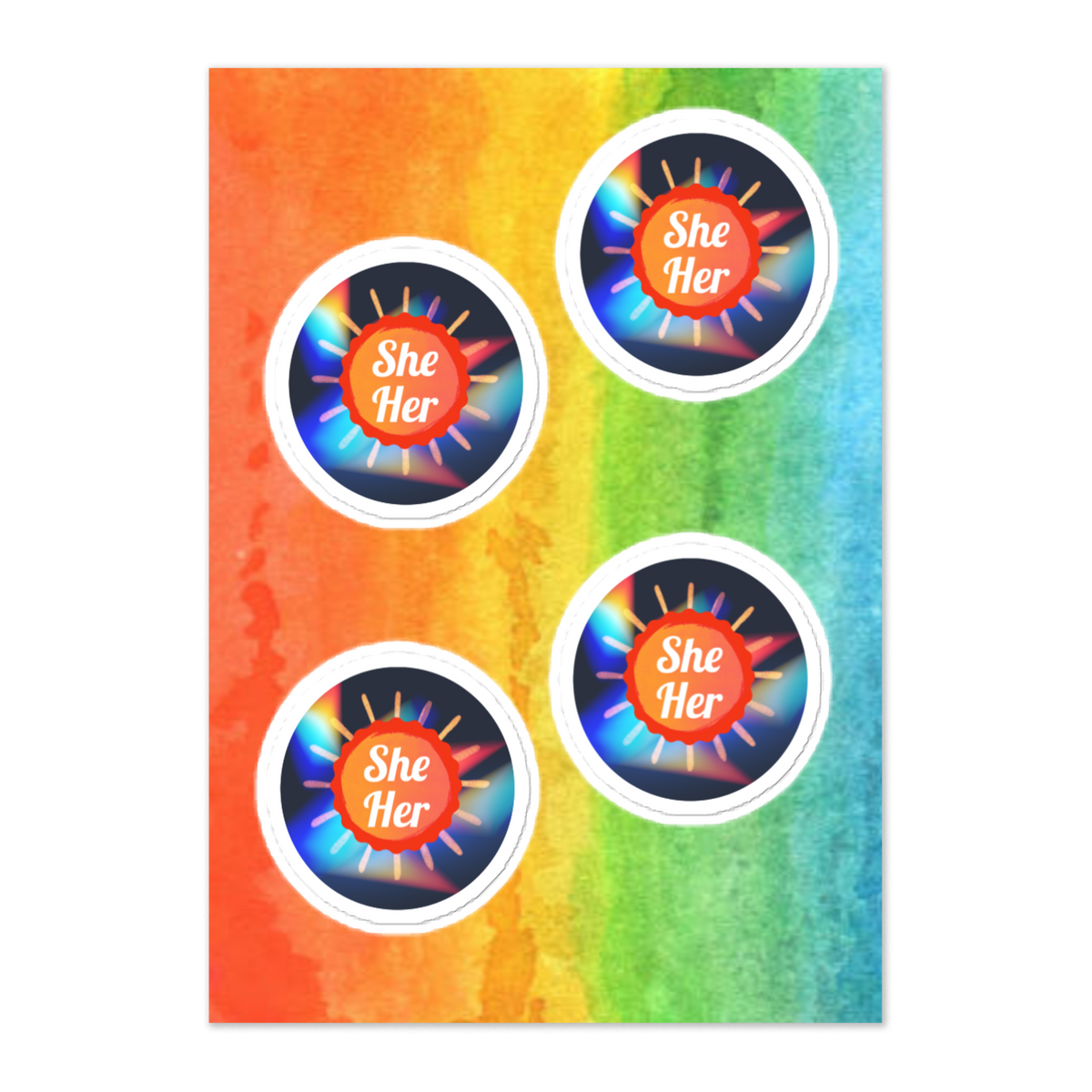 Prism Retro She/Her Pronoun Sticker Sheet – Penny Oaks Artistry